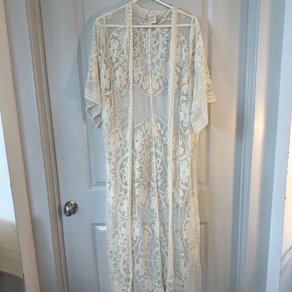 Solitaire | Tops | Solitaire Cream Lace Long Line Boho Hippie Open ...